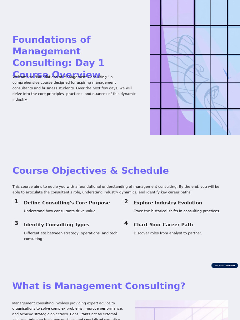 Foundations of Management Consulting Day 1 Course Overview | PDF ...