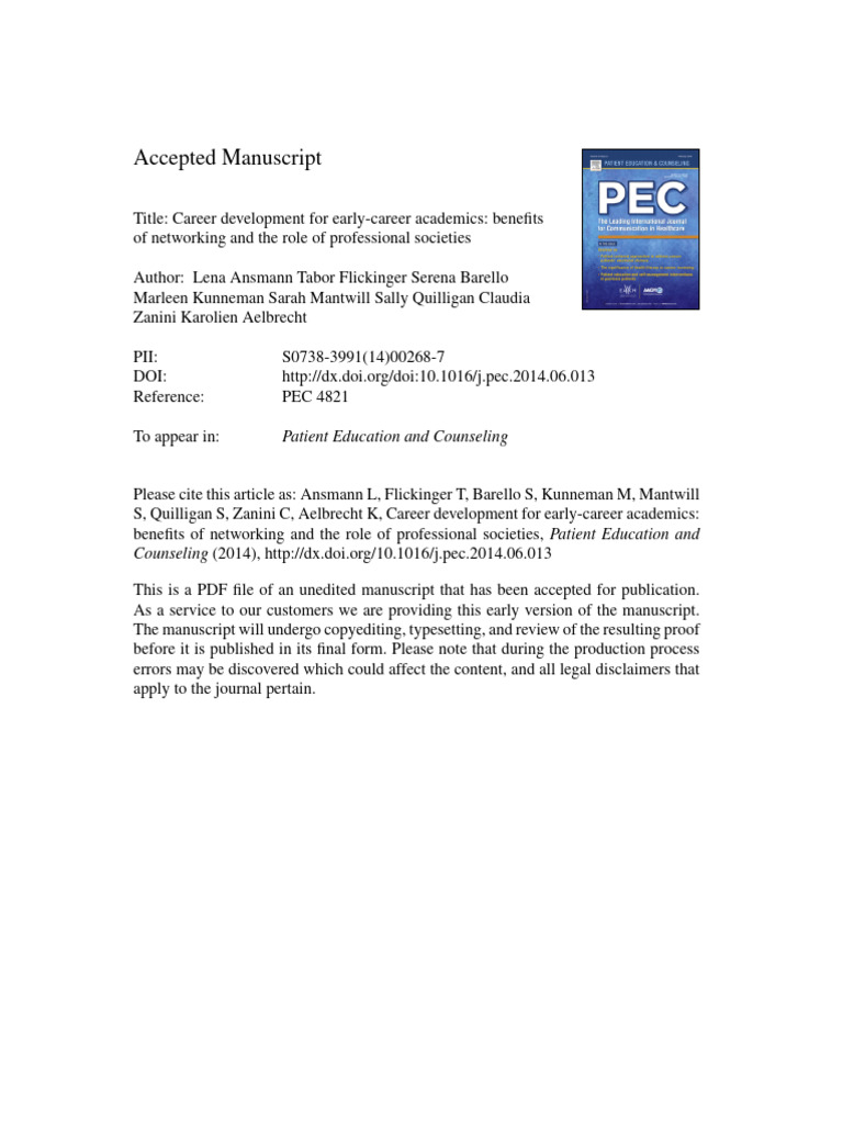 Career Development For Early Career Academics Bene | PDF | Mentorship ...
