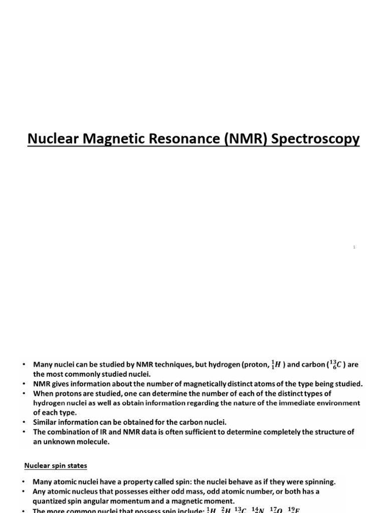 NMR-Nuclear Magnetic Resonance Work | PDF | Nuclear Magnetic Resonance ...
