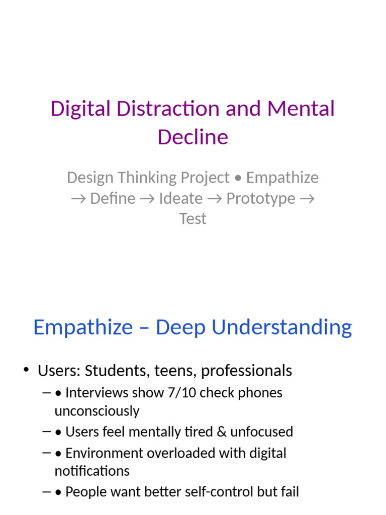 Digital Distraction Design Thinking V2 | PDF
