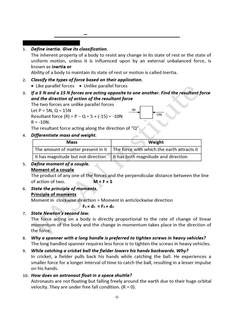 10th Std Science Physics Guide | PDF | Gases | Force