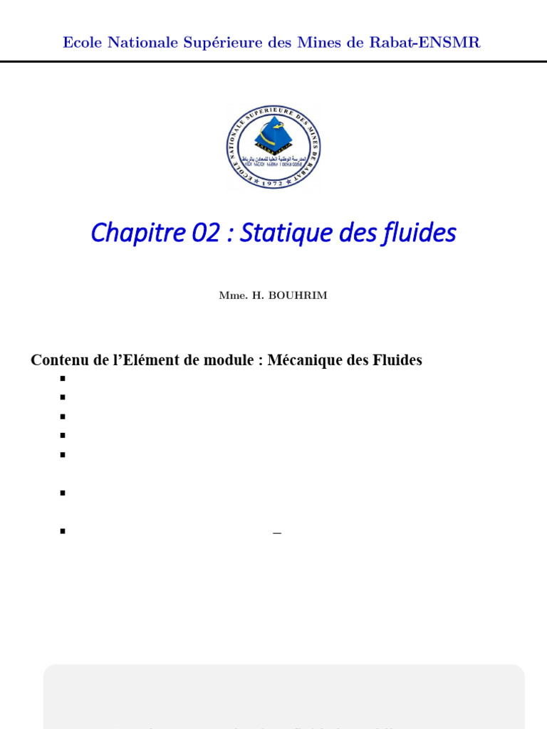 Statique des fluides : Concepts clés | PDF | Pression | Fluide
