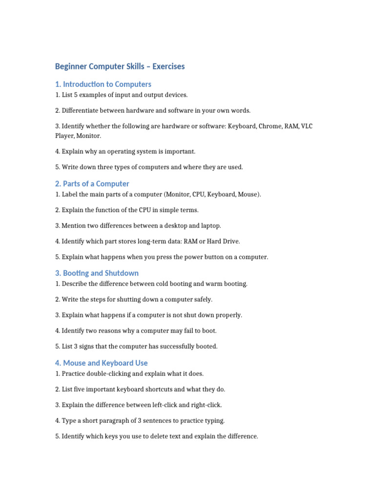 Beginner Exercises | PDF