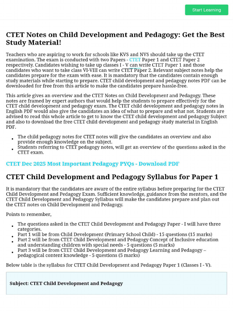 CTET Notes On Child Development and Pedagogy - Get The Best Study ...