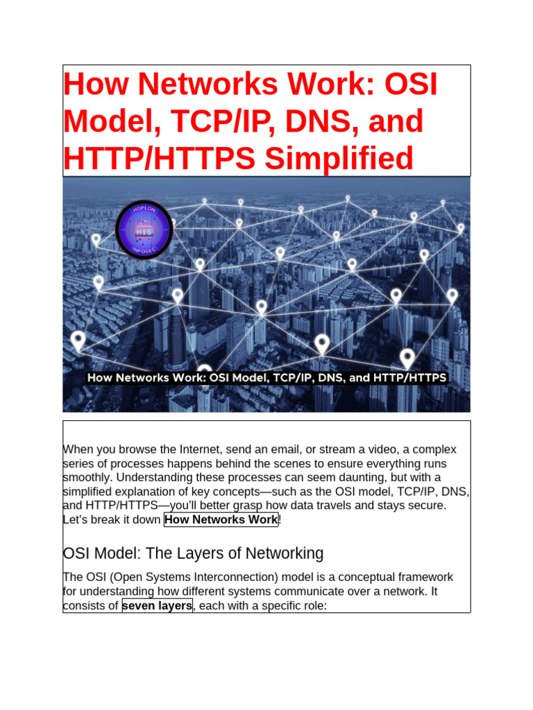 How Networks Work - OSI Model, TCPIP, DNS, and HTTPHTTPS Simplified | PDF