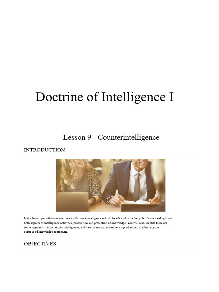 Lesson 9 - Counterintelligence | PDF | Counterintelligence | Securities