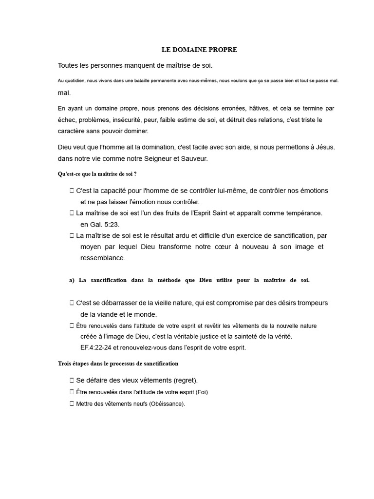Maîtrise de soi et sanctification chrétienne | PDF | Dieu | Maîtrise de soi