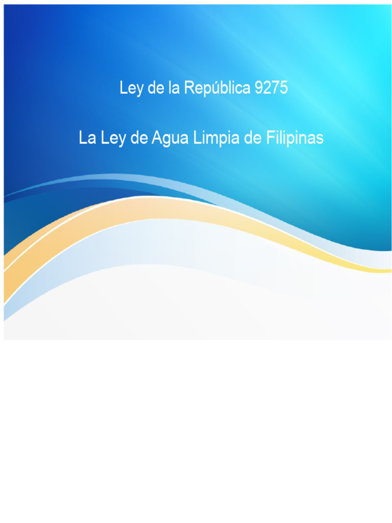 Ra 9275 | PDF | Saneamiento | Agua