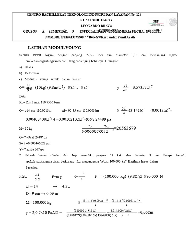 Latihan Modulus Young | PDF