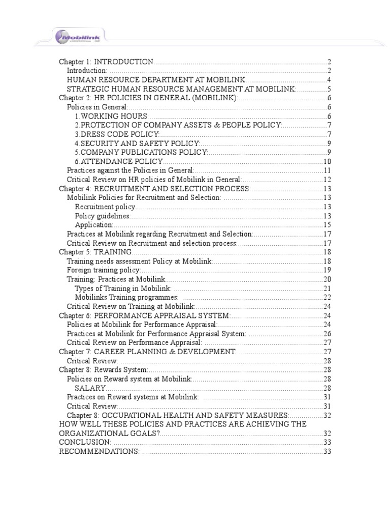 Mobilink Career Opportunities and HR Policies | PDF | Performance ...