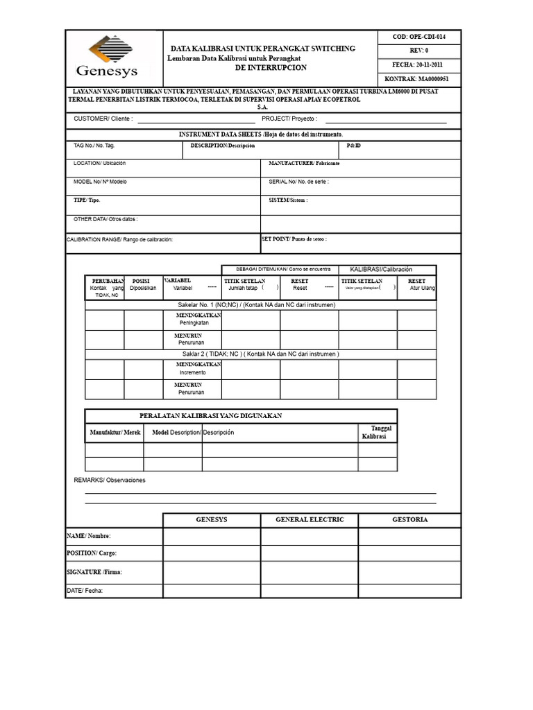Lembar data kalibrasi | PDF