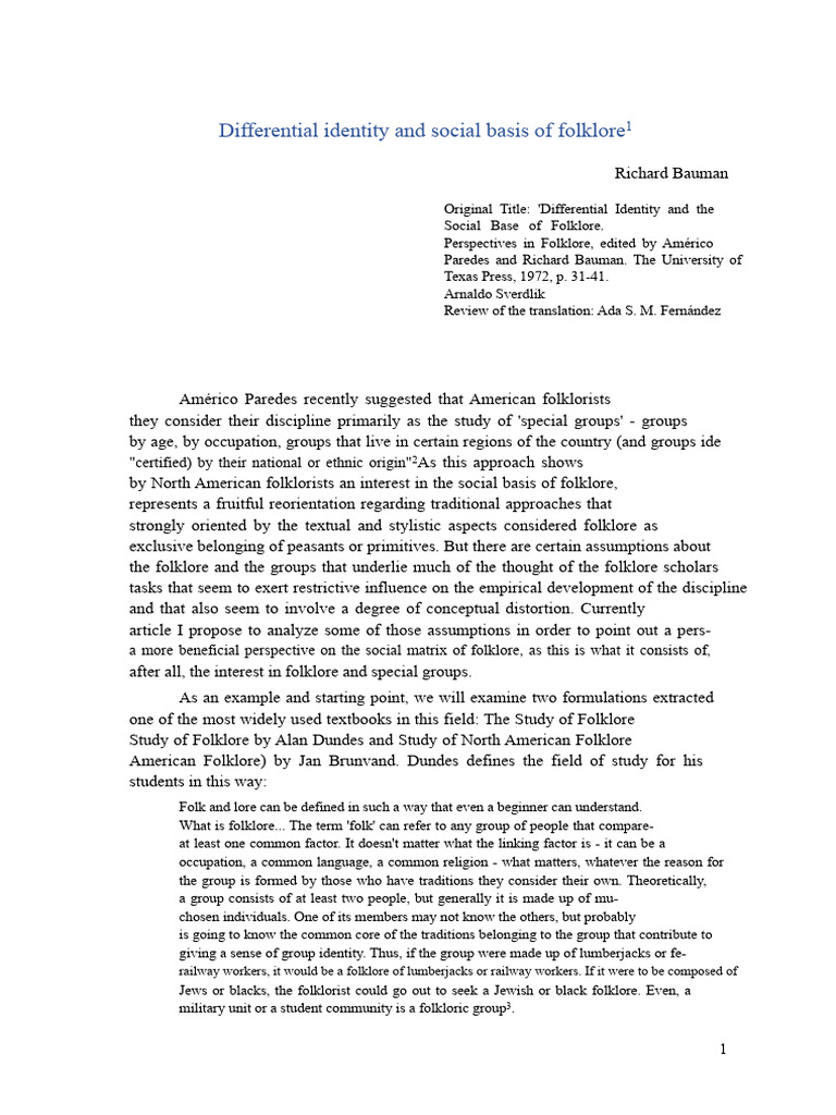 Richard Bauman - Differential Identity and Social Basis of Converted ...