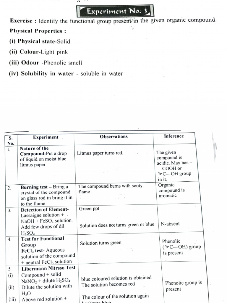 Functional Groups Experiment No 3 | PDF | Physical Chemistry | Atoms
