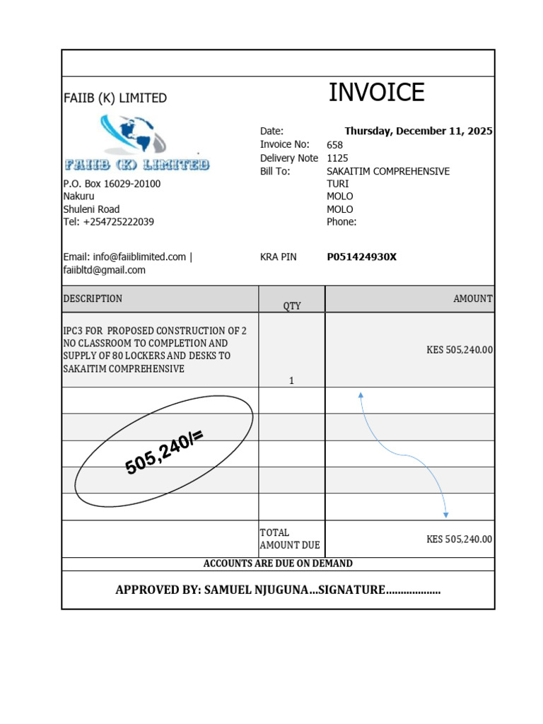 Sakaitim Invoice Note | PDF