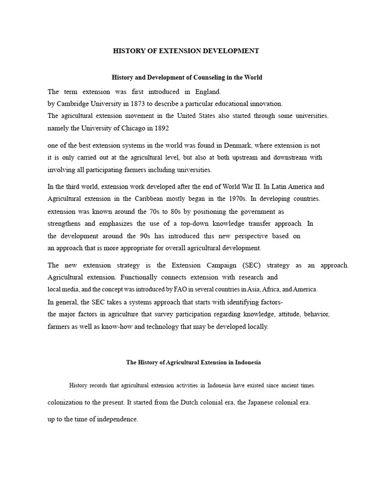 History of Agricultural Extension Development | PDF | Agriculture ...