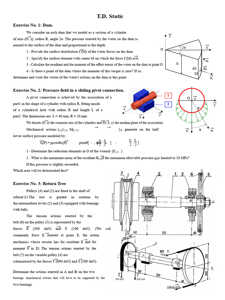 T.D. Statics. Exercise No 1 - Dam. Exercise No 2 - Pressure Field in A ...