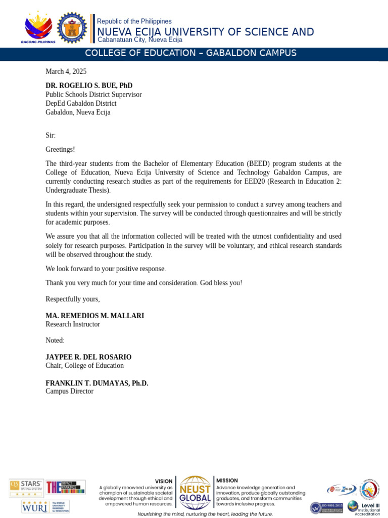 Survey Letter | PDF