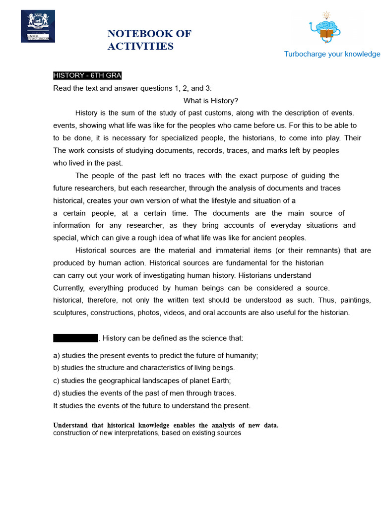 Activity Book 8 - HISTORY 6TH GRADE - TEACHER DINIZ | PDF | Knowledge ...