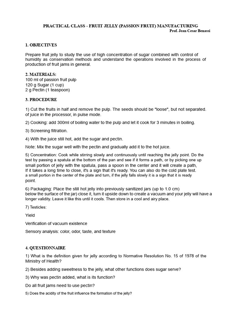 Practical Class - Jam Making | PDF