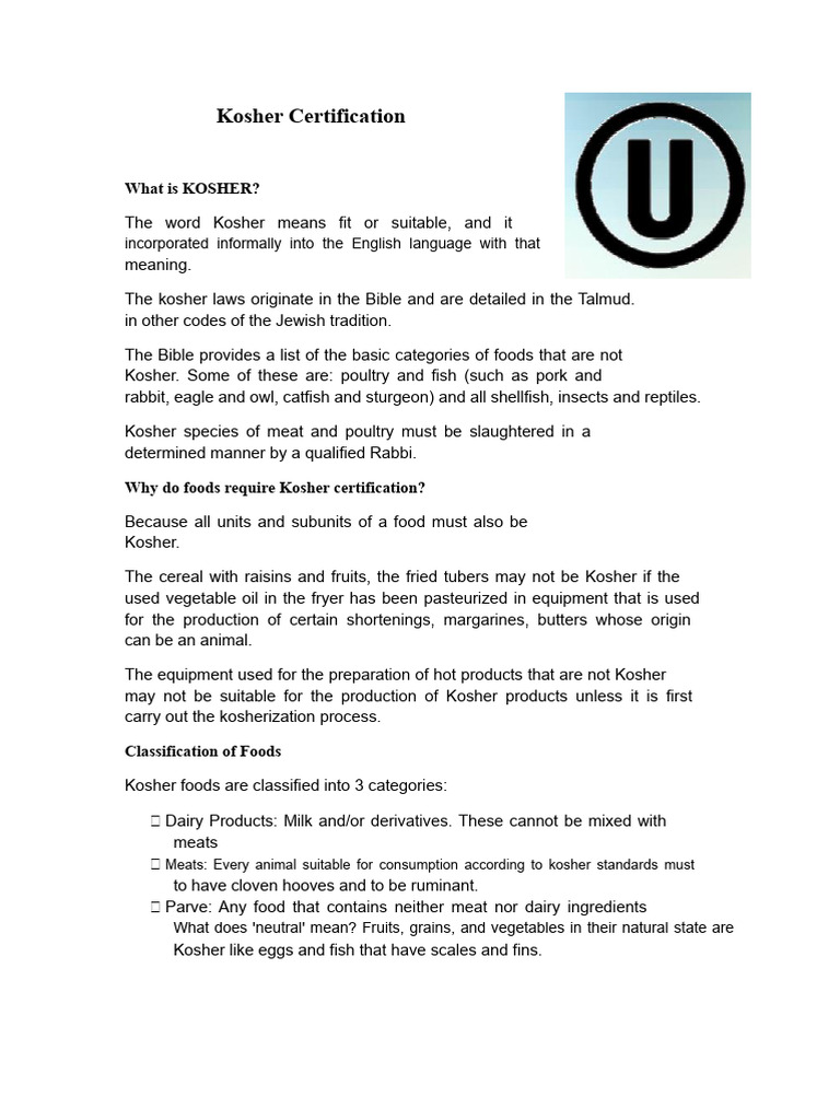 The Kosher Certification Pdf Foods Food Industry