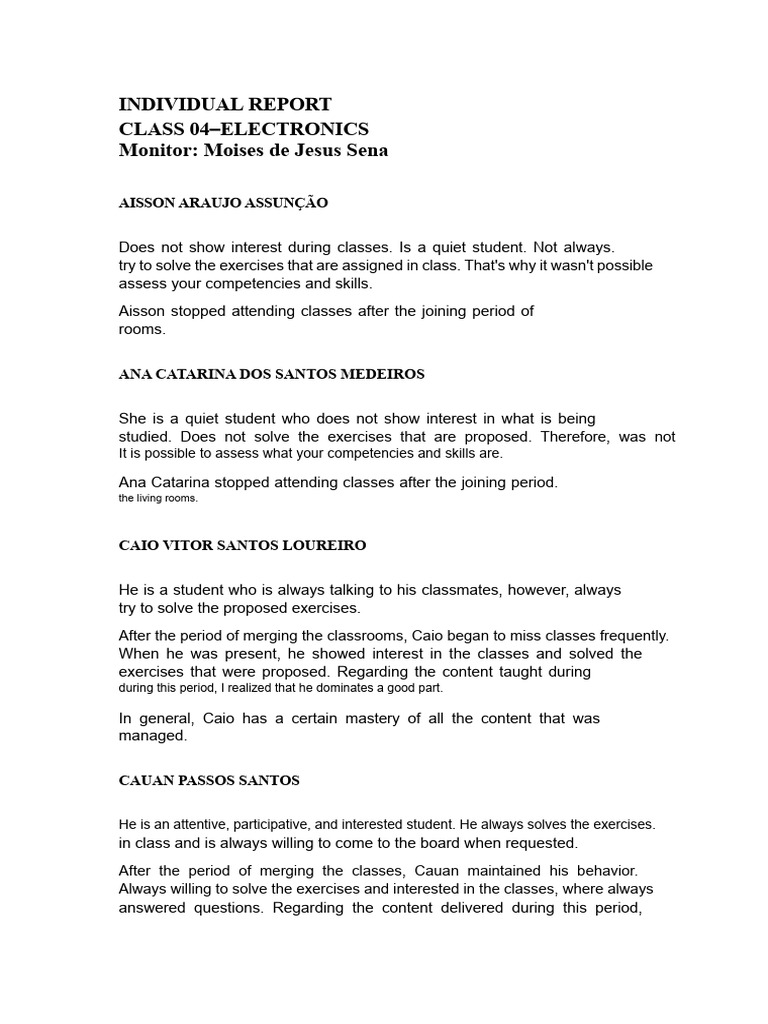 Final Individual Report (Class 04) | PDF | Learning