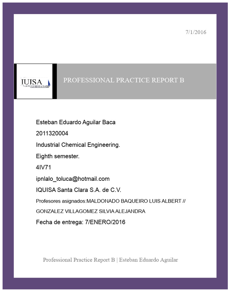 Report On Professional Practices B | PDF | Chemistry | Titration