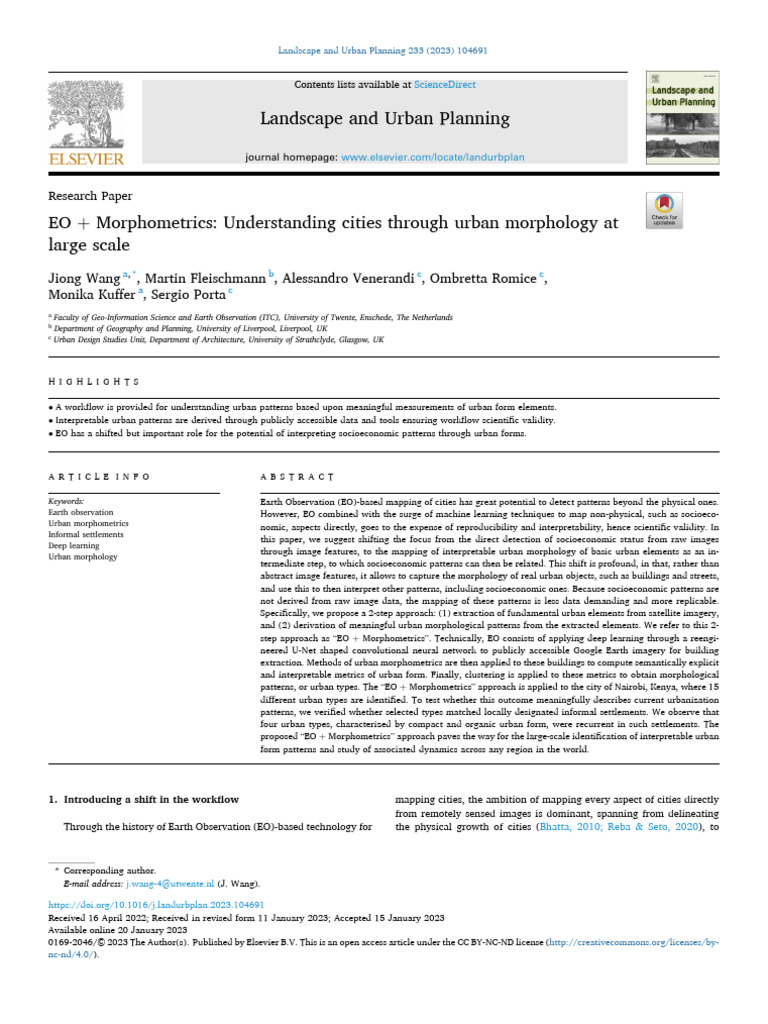 EO + Morphometrics: Urban Form Analysis | PDF | Cluster Analysis ...