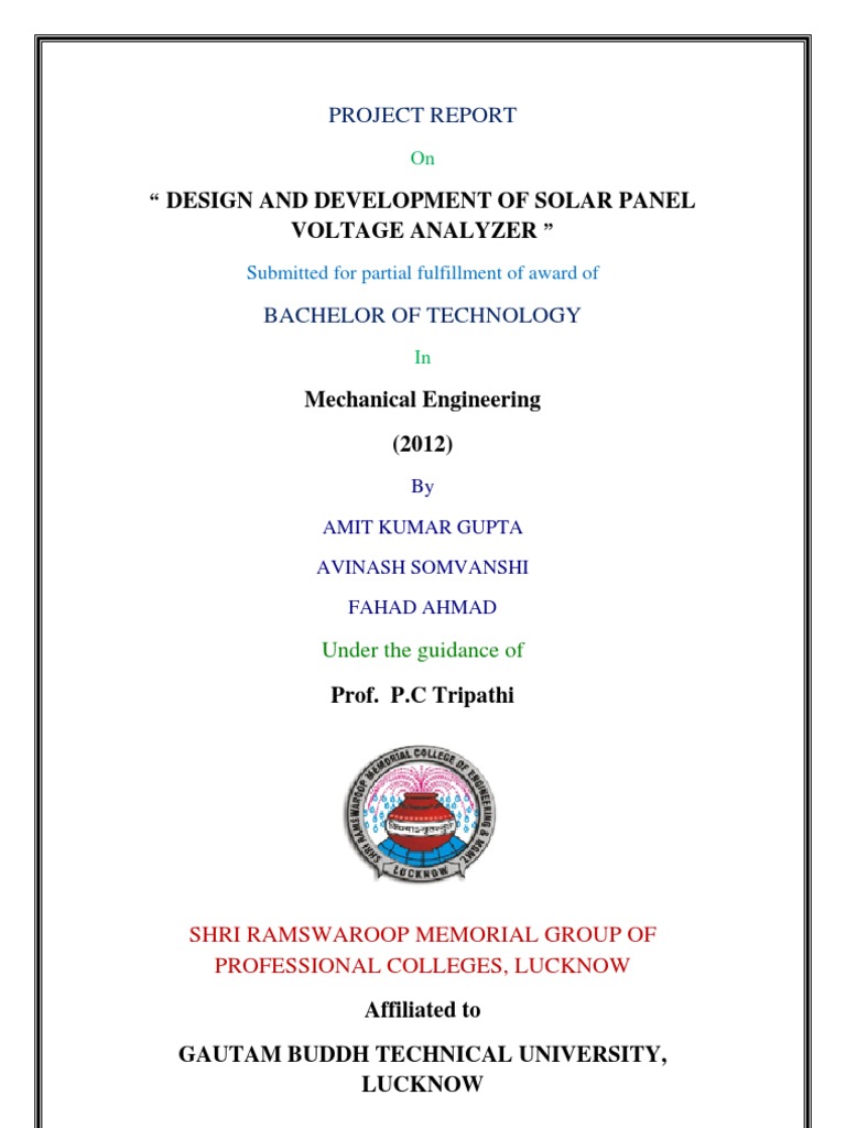Solar Panel Voltage Analyzer Project Report | PDF | Science & Mathematics