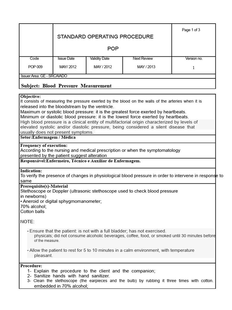 POP Blood Pressure Measurement | PDF | Blood Pressure | Hypertension