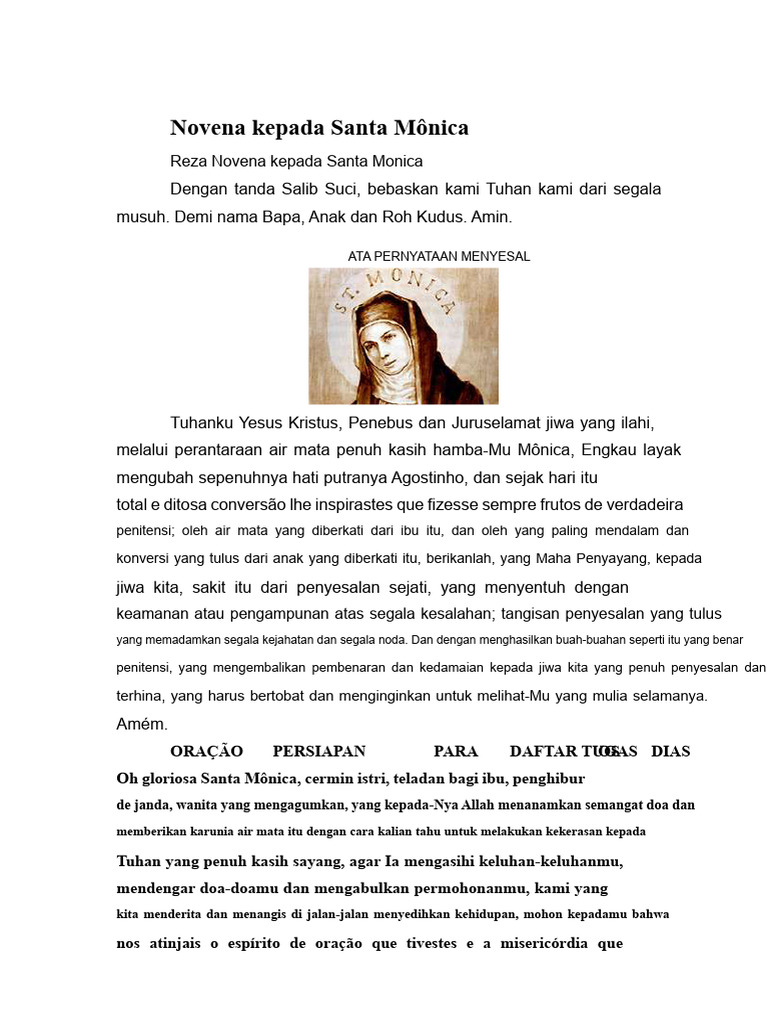 Novena Santa Mônica: Doa dan Pengharapan | PDF