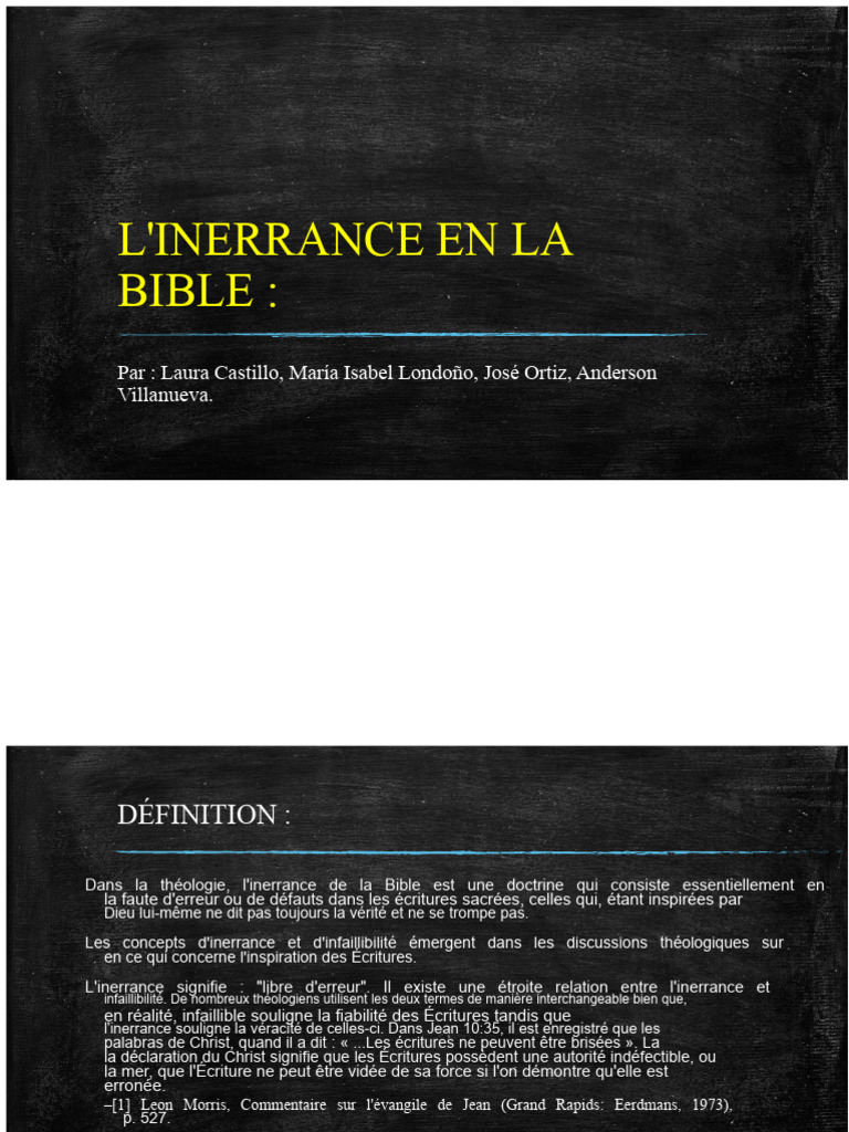 Inerrance de la Bible : Définitions et Perspectives | PDF | Inerrance ...