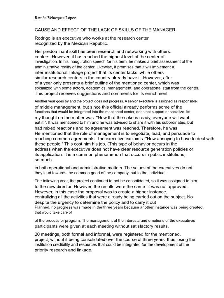 Manager Skills Deficiency Impact Analysis | PDF | Leadership | Social ...