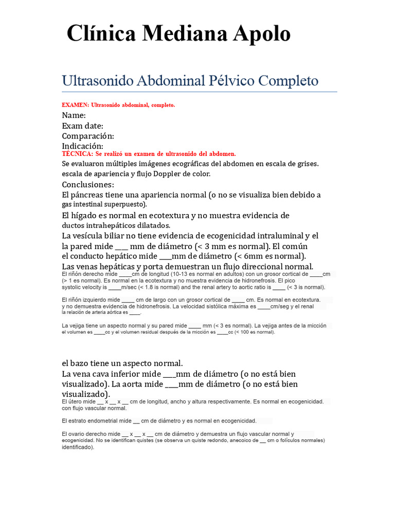 Ultrasonido Abdominal Pélvico Completo | PDF | Ultrasonido médico | Abdomen