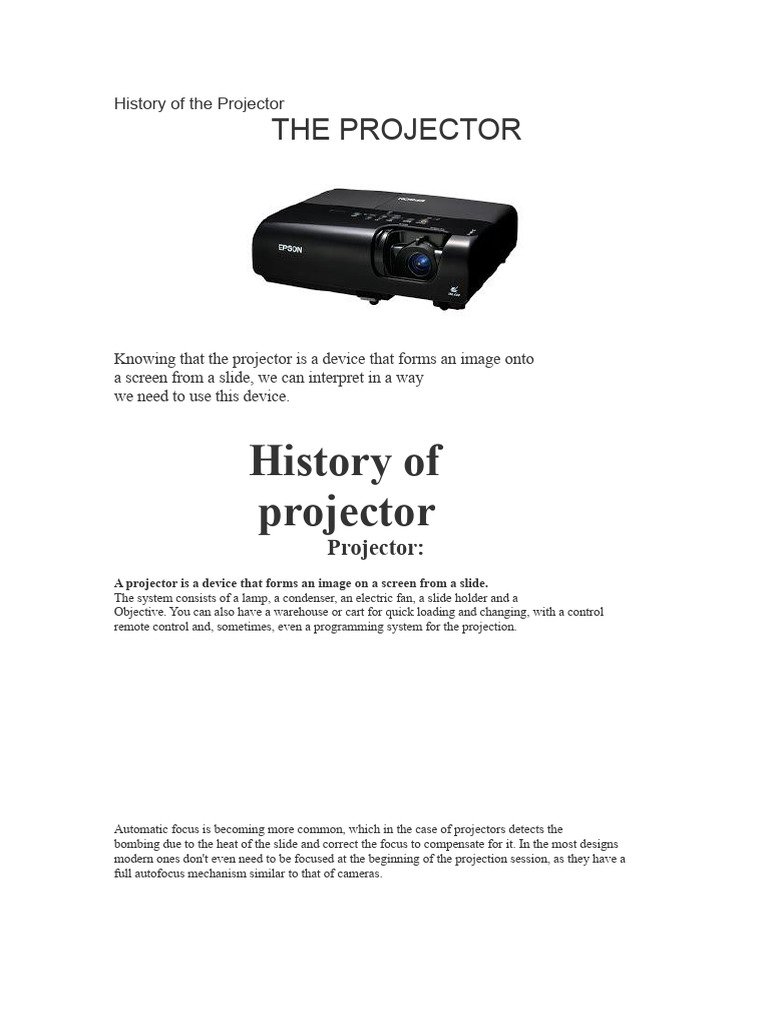 History of The Projector | PDF | Liquid Crystal Display | 3 D Film