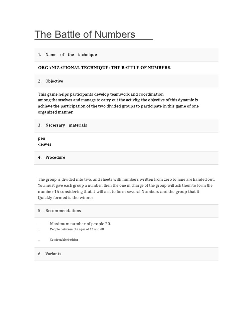 The Battle of The Numbers | PDF