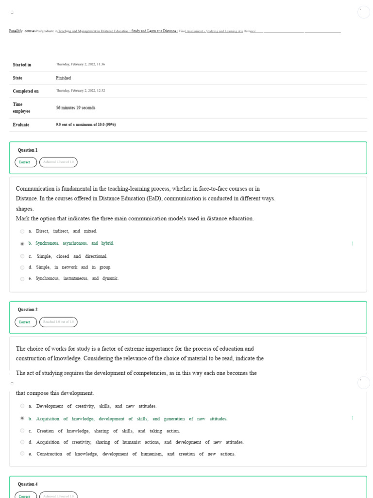 Final Assessment - Studying and Learning at A Distance | PDF | Attitude ...