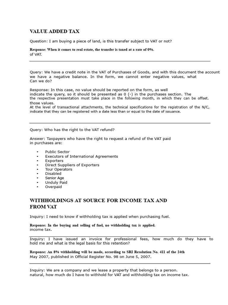 Questions About VAT and Withholding | PDF | Value Added Tax | Taxes