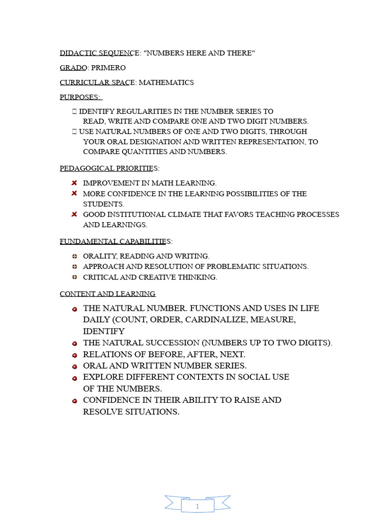 First grade DIDACTIC SEQUENCE MATHEMATICS - UP TO 10 | PDF ...