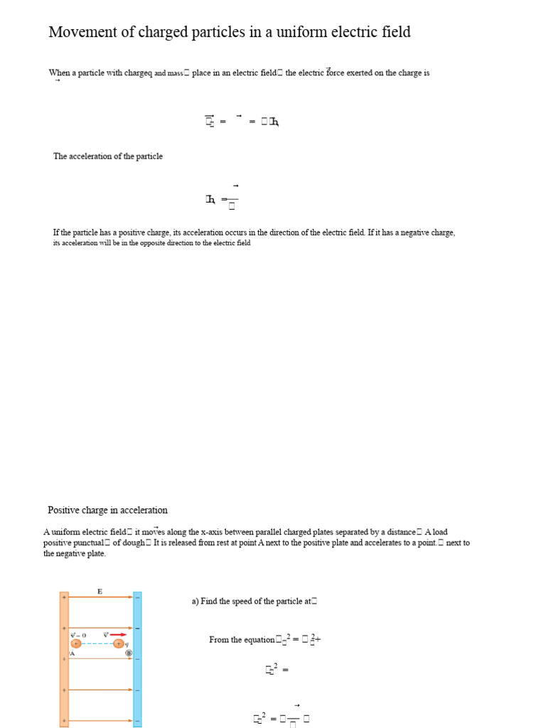Charged Particles in Electric Fields | PDF | Electric Field | Force