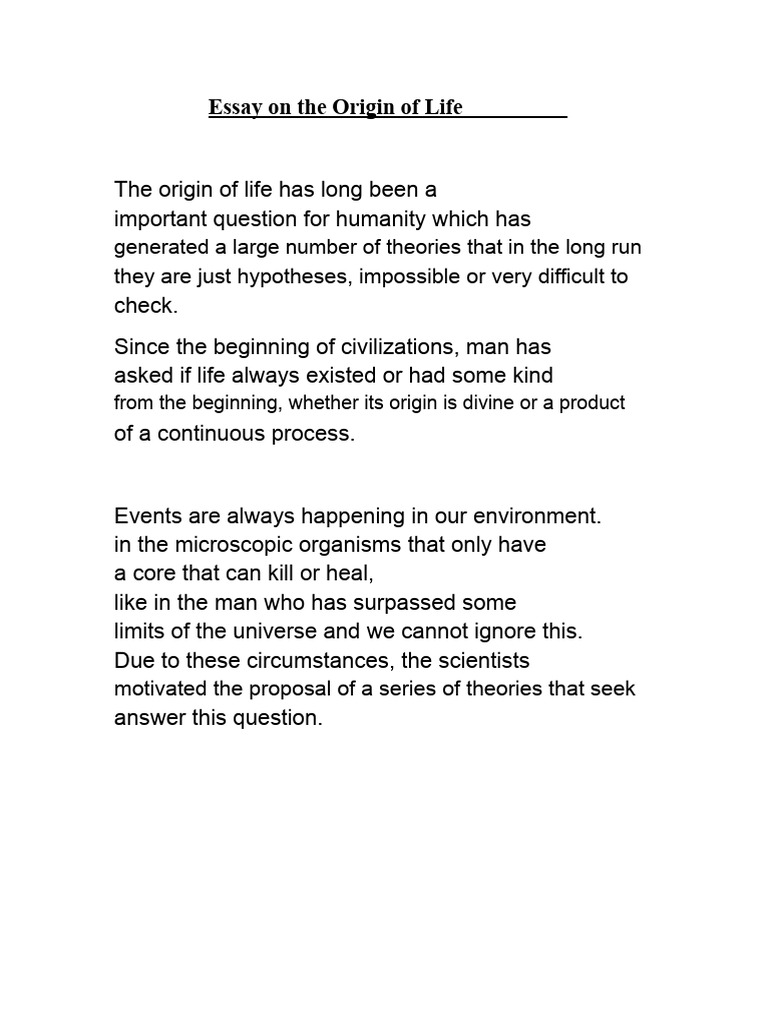 Theories on the Origin of Life | PDF