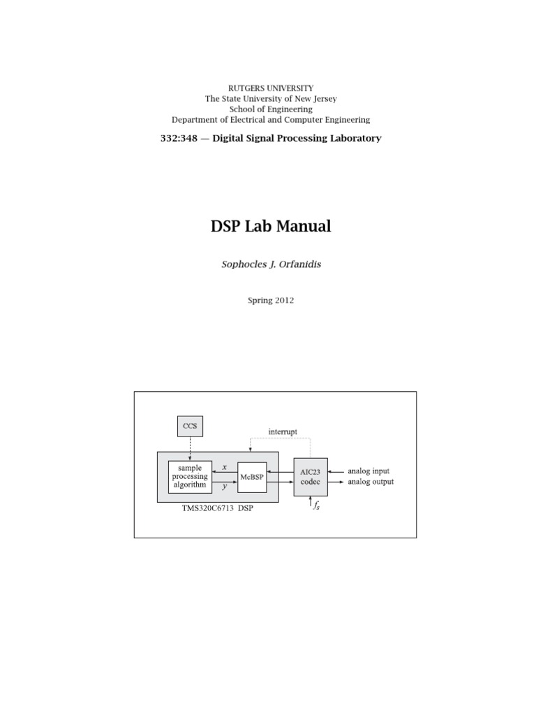 DSP Lab Manual: 332:348 - Digital Signal Processing Laboratory | PDF | Digital Signal Processing ...