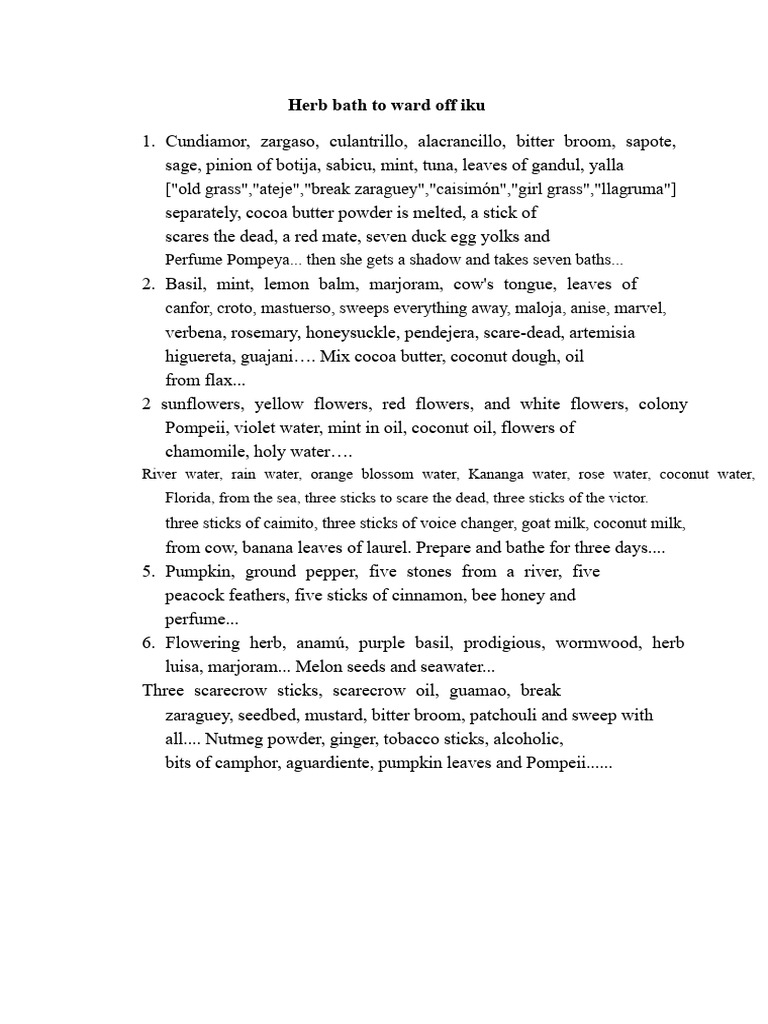 Herbal Bath to Ward Off Iku | PDF