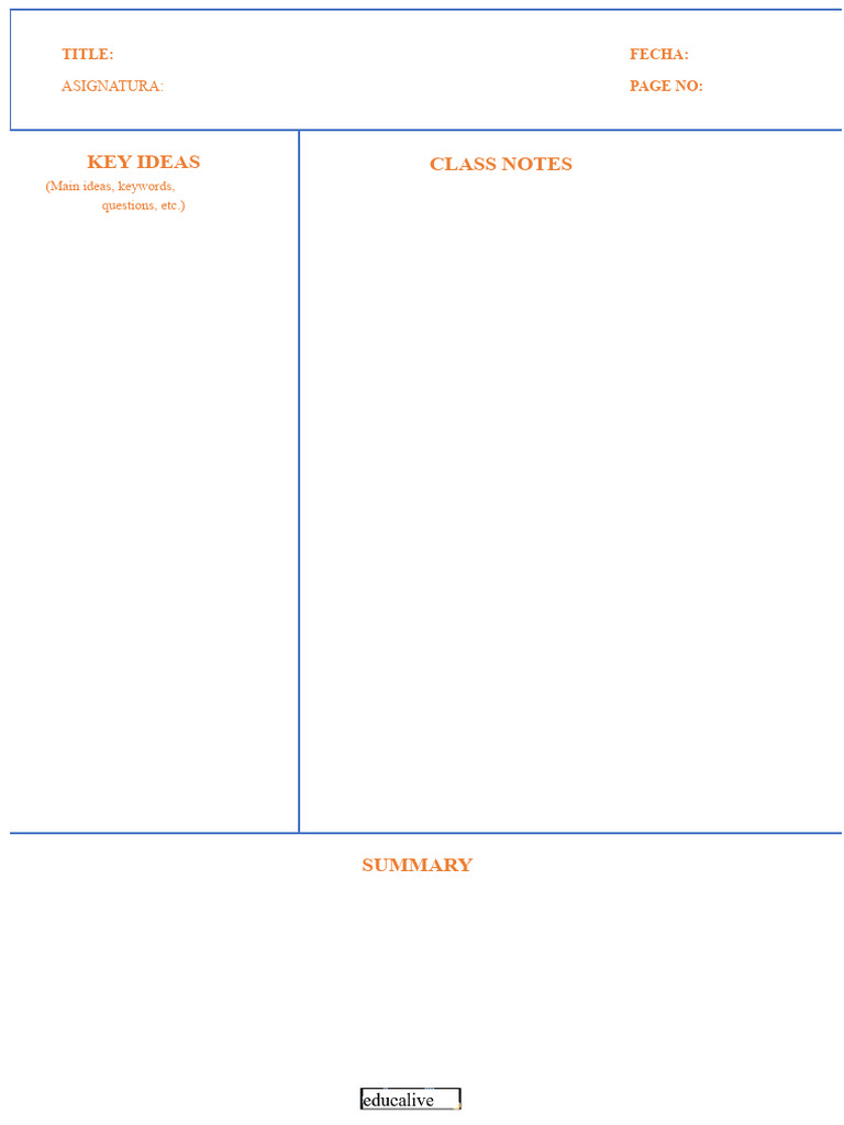 Cornell Method Template Notes | PDF