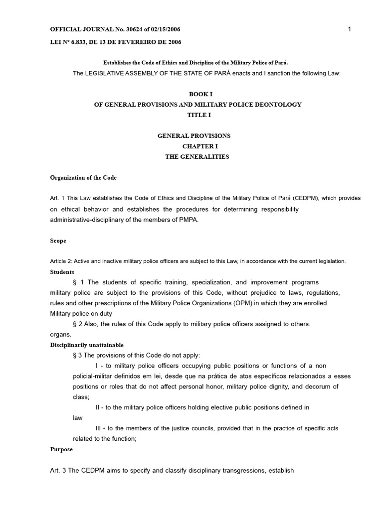 Code of Ethics for Pará Military Police | PDF | Military Police | Police