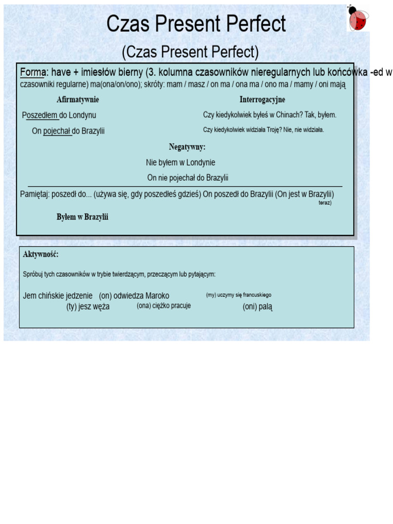 Czas Present Perfect | PDF
