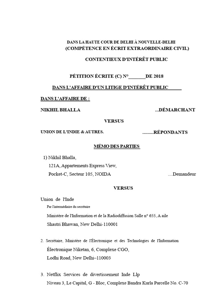Litige d'intérêt public contre Netflix | PDF | Liberté d'expression ...