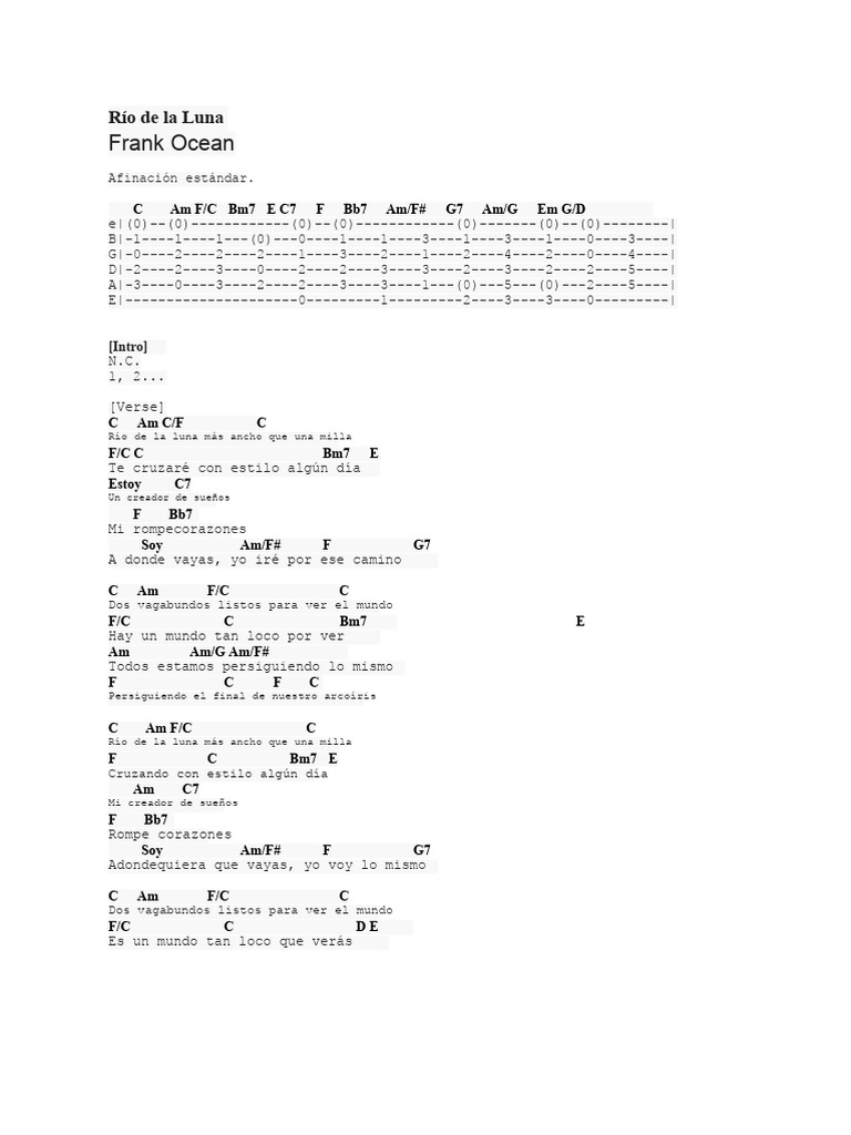 Río Luna - Frank Ocean | PDF