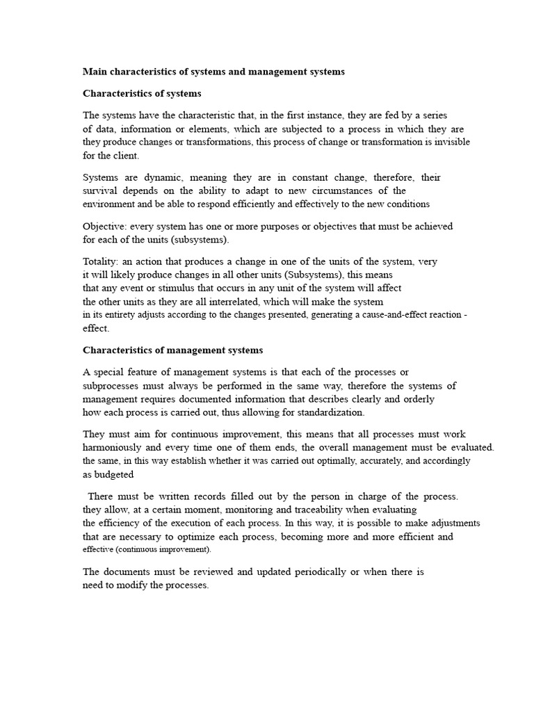 Key Features of Systems and Management Systems | PDF | System | Policy