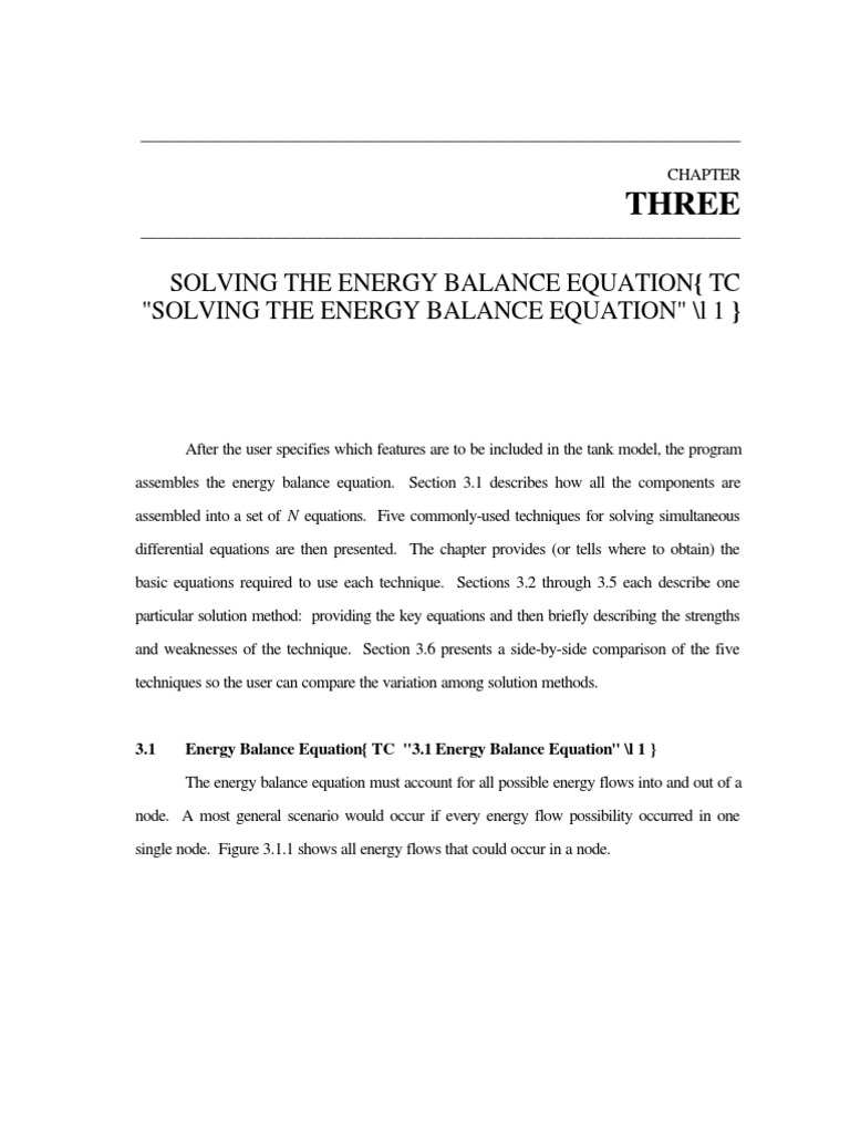 Three: Solving The Energy Balance Equation (TC "Solving The Energy ...