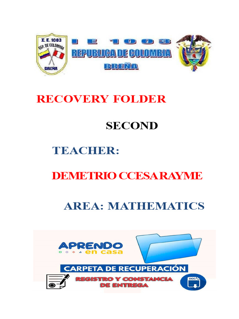 Recovery Folder for Mathematics 2nd Secondary IE 1003 Ccesa007 | PDF ...